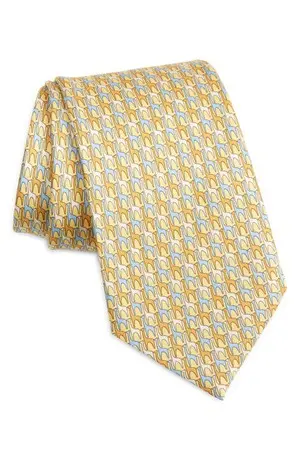 Zegna Giraffe Print Silk Tie - Yellow