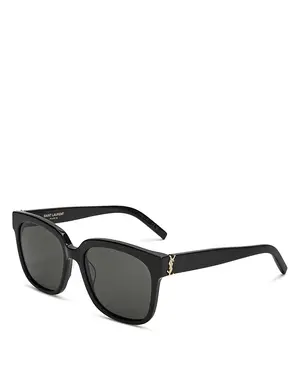 Saint Laurent Square Sunglasses, 54mm - Black/black Solid