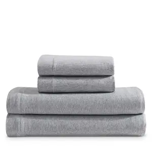 Calvin Klein Modern Melange Jersey 4 Piece Sheet Set, King Grey Blue Heather