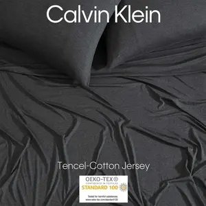 Calvin Klein Modern Melange Jersey 4 Piece Sheet Set - Gunmetal Grey Heather
