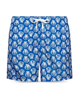 Eton Printed Drawstring 5 Swim Trunks - Blue