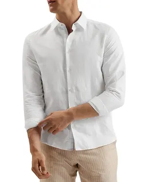 Ted Baker London Button Front Long Sleeve Shirt - White