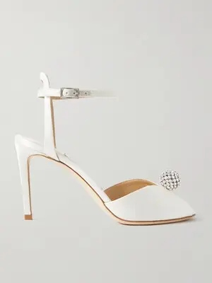 JIMMY CHOO Jimmy Choo Sacora 85 Crystal-Embellished Sandals White