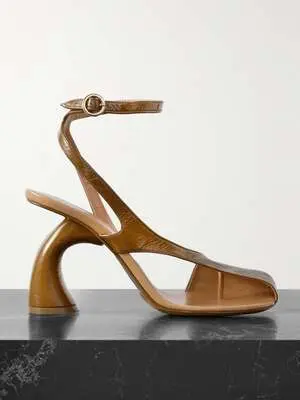 Dries Van Noten Cutout Patent-leather Pumps Tan