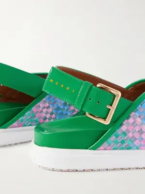Marni Fussbett Raffia And Leather Slingback Sandals