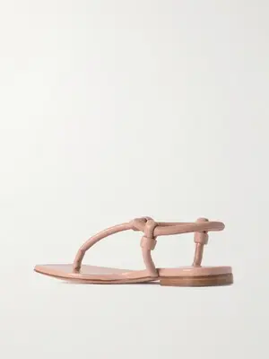 GIANVITO ROSSI Juno Thong Leather Sandals - Neutrals