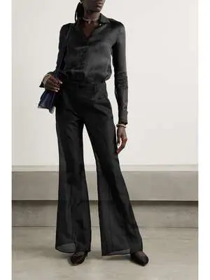 Gabriela Hearst Rhein Silk-organza Flared Pants