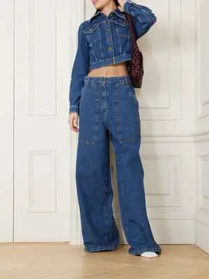 Etro High-rise Wide-leg Cargo Jeans - Mid Denim