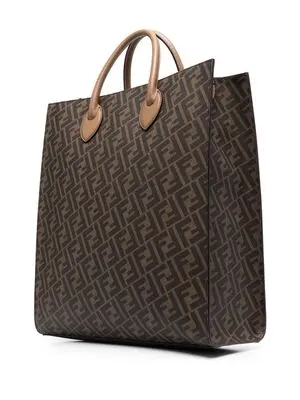 Fendi Leather Monogram-print Tote Bag