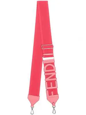 Fendi Embroidered Leather Shoulder Strap - Pink