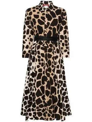 Max Mara Giraffe-print Flared Dress
