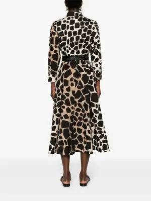 Max Mara Giraffe-print Flared Dress