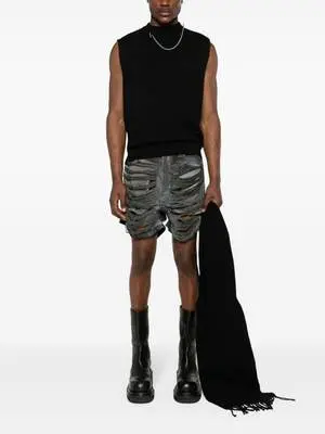 Rick Owens Distressed Denim Shorts - Grey