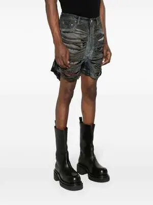 Rick Owens Distressed Denim Shorts - Grey