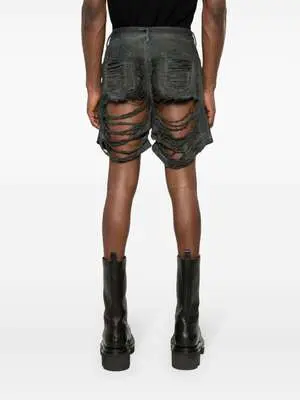Rick Owens Distressed Denim Shorts - Grey