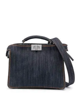 Fendi Denim Tote Bag With Contrast Stitching - Blue