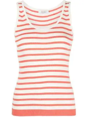 Max Mara Striped Knitted Tank Top - White