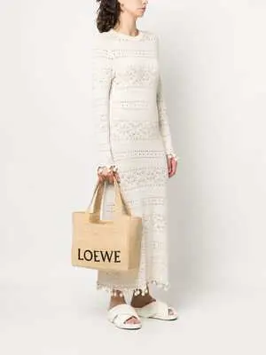 Loewe Embroidered-logo Raffia Tote - Neutrals