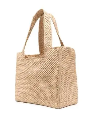 Loewe Embroidered-logo Raffia Tote - Neutrals