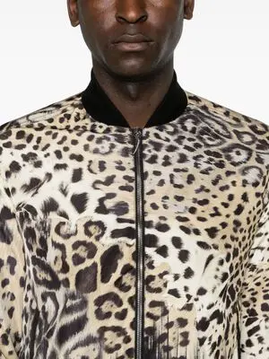 Roberto Cavalli Tiger Tooth Leopard-print Bomber Jacket