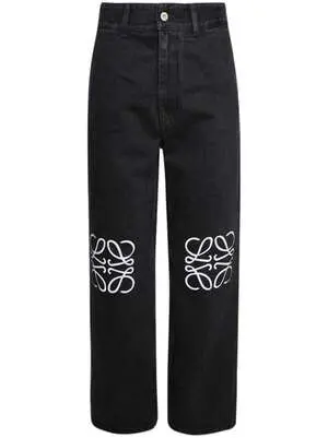 Loewe Anagram Print Wide-leg Jeans - Black