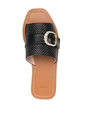 N°21 Crystal-embellished Woven Slides