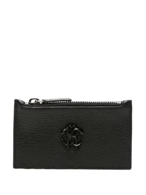 Roberto Cavalli Rc-plaque Leather Cardholder - Black
