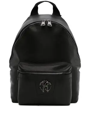 Roberto Cavalli Mirror Snake-plaque Leather Backpack - Black