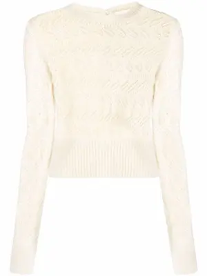 Sportmax Open-knit Crew Neck Jumper - White