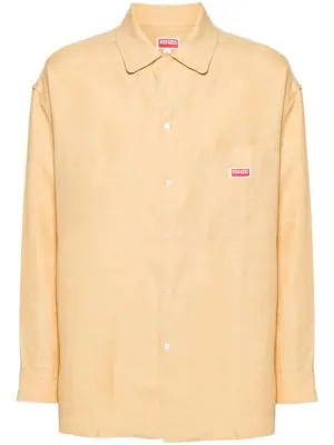 Kenzo Logo-appliqué Linen Oversized Shirt