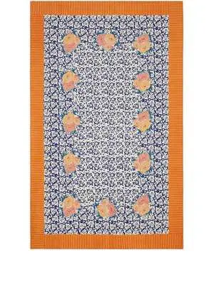 LISA CORTI Arabesque Corolla Cotton Tablecloth - Blue