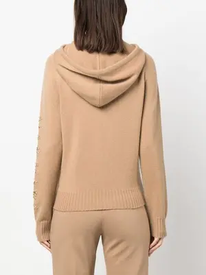 Max Mara Crystal-embellished Knitted Hoodie - Neutrals