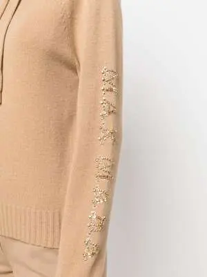 Max Mara Crystal-embellished Knitted Hoodie - Neutrals