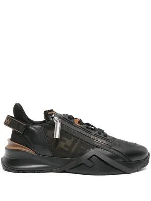 Fendi Flow Ff-jacquard Leather Sneakers