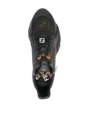 Fendi Flow Ff-jacquard Leather Sneakers