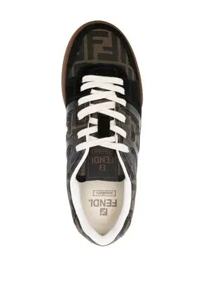 Fendi Zucca-monogram Panelled Sneakers