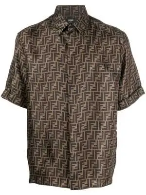 Fendi Ff-logo Print Silk Shirt