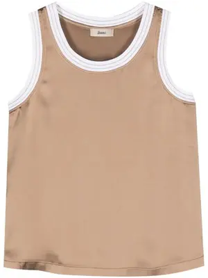 Herno Sleeveless Satin Finish Top With Metallic Threading - Brown