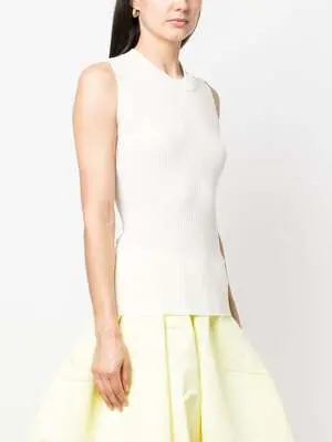 Sportmax Ribbed Knit Sleeveless Top - White