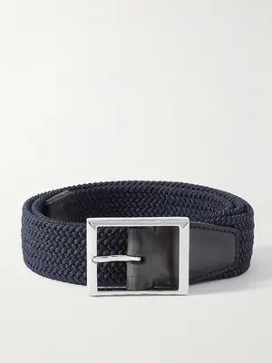 Berluti 3.5cm Venezia Leather-trimmed Woven Cord Belt - Blue