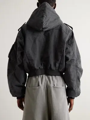Entire Studios W2 Padded Washed Cotton-Canvas Hooded Bomber Jacket