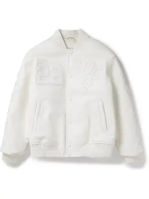 Off-White Natlover Oversized Logo-appliquéd Full-grain Leather Varsity Jacket