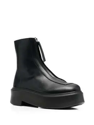 THE ROW Zipped Ankle Boots - Black
