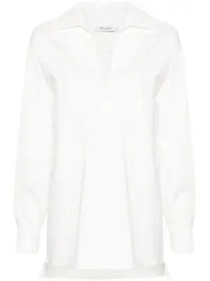 Max Mara Gabardine Weave V-neck Shirt