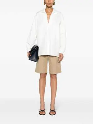 Max Mara Gabardine Weave V-neck Shirt