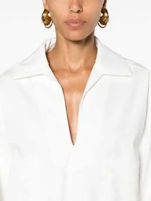 Max Mara Gabardine Weave V-neck Shirt