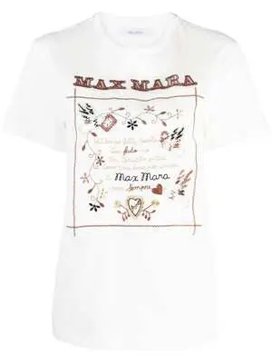 Max Mara Embroidered Slogan T-shirt - White