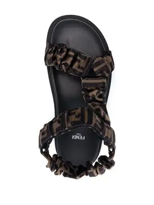 Fendi Ff Print Flat Sandals - Neutrals