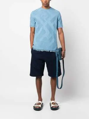 Fendi Embossed Monogram Denim Shorts