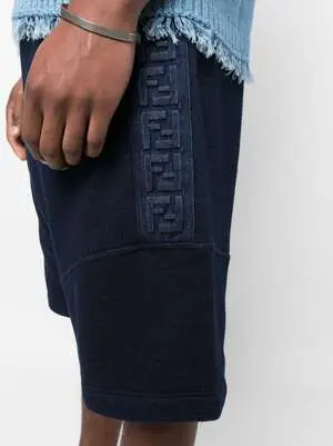 Fendi Embossed Monogram Denim Shorts